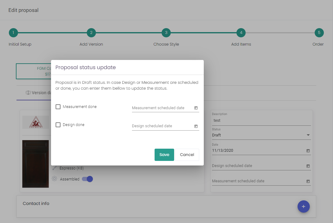 Easier Proposal Editing Process for Cabinet Retailer Users